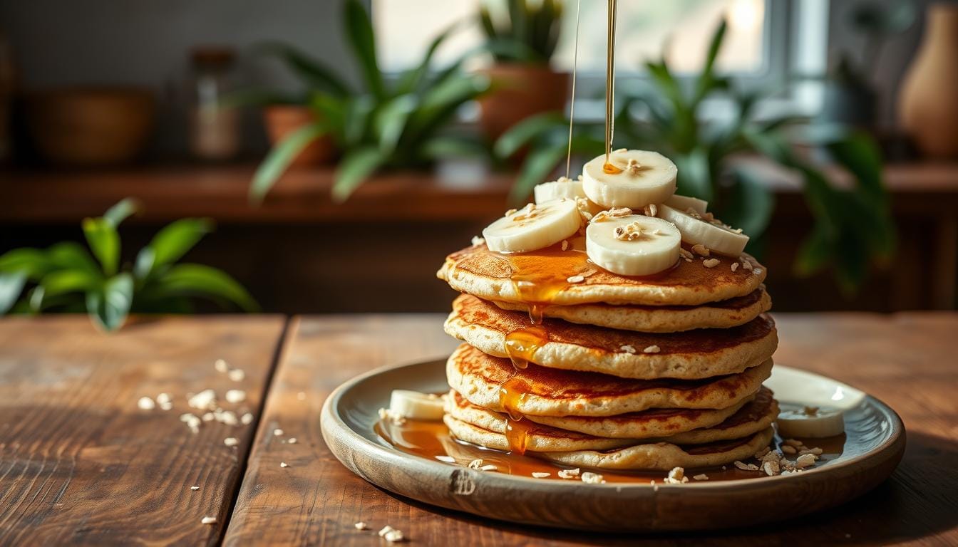 Fluffy Banana and Oat Pancakes for Breakfast